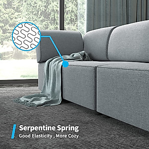 CECER U Shaped Modular Sectional Sofa, Convertible L Shaped Couch Sofa, Queen Sleeper Sofa, Variable Modular Oversized Couches for Living Room, (Light Grey)