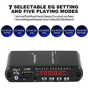 Bluetooth Audio Receiver FM Radio,MP3 Digital Player,LED 4-Digital Display,SD Card/USB Playback 3.5mm Audio Output(Black)