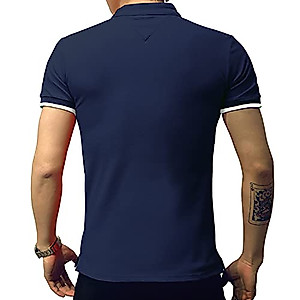 LOGEEYAR Mens Fashion Polo Shirt Short/Long-Sleeve Slim Fit Henley T-Shirts Pique Cotton Clothes