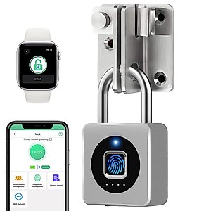 eLinkSmart Gym Locker Padlock - Fingerprint Mobile APP Unlock Remote Unlock: Waterproof Keyless Biometric Padlock for Gym Locker Field Box Footlocker Tool Box Gun Case Type-C Silver