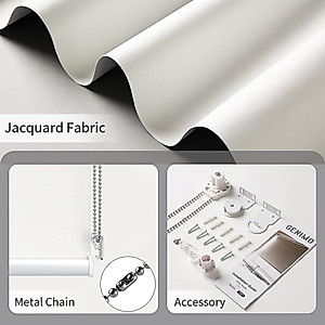 GENIMO 100% Blackout Blinds for Windows, Roller Shades for Indoor Windows, Thermal Insulated, UV Protection Fabric. Window Shades for Home, Bedroom, Living Room. Easy to Install, White, 31" W X 72" H