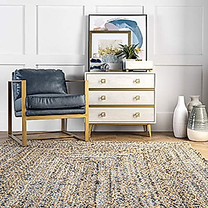 nuLOOM Eliz Braided Denim and Jute Area Rug, 4x6, Blue