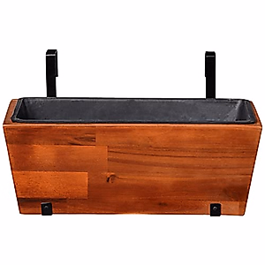 Amazon Aware Acacia Wood 18-Inch Hanging Rectangular Garden Planter, Brown, 2-Pack