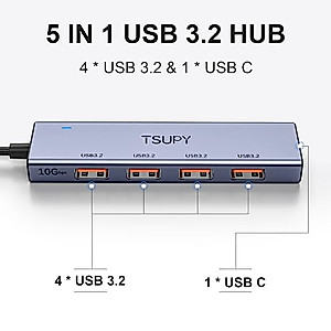 USB 3.0 HUB,TSUPY USB HUB 4 Port USB 3.0 Expander USB Data Hub with 3.3ft Extended Cable, Ultra Slim Portable Multiport USB 3.0 Splitter for MacBook,Laptop,PS4,Surface Pro,Printer,Mobile HDD