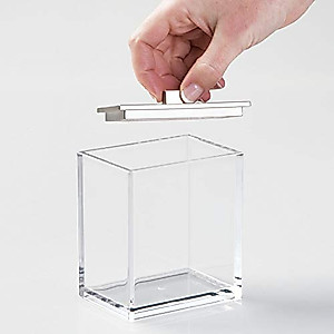 iDesign Clarity Metal Tumbler Makeup Toothbrush Holder for Bathroom, Countertop, Desk, Dorm, College and Vanity, Clear and Brushed, 1 x Canister