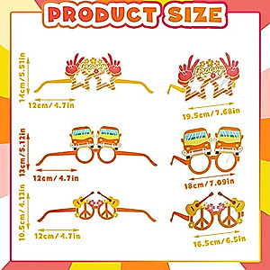 Spiareal 24 Pcs Groovy Retro Hippie Boho Paper Glasses Groovy Party Decorations Groovy Hippie Glasses Funky Sunglasses Hippie Party Paper Eyeglasses for Birthday Baby Shower Retro Party Decorations
