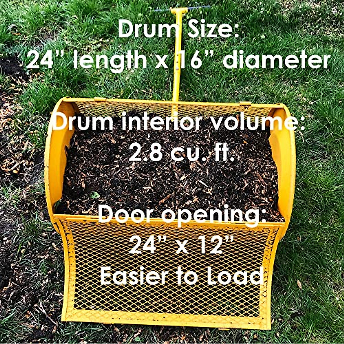 SIMPO Peat Moss Spreader Compost Spreader Lawn & Garden Spreader 24" x 16" x 59" Long Adjustable Handle
