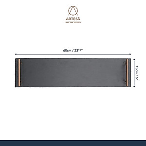 Artesa ARTPLATTERCOP KitchenCraft Slate Serving Tray/Platter with Copper Finish Handles, 60 x 15 cm