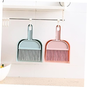 MUCKLILY 2pcs Kids Mini Broom and Dustpan Set Handheld Cleaning Tool for Desktops and Pet Areas Small Whisk Broom and Dustpan Pink and Blue