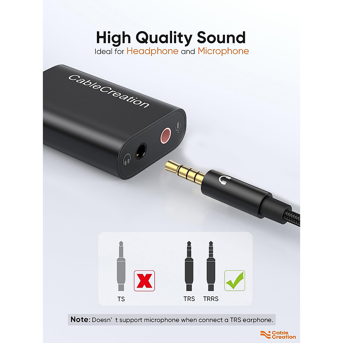 CableCreation Type C External Sound Card with 3.5 mm Audio Jack, USB-C Microphone Headphone Adapter Compatible with MacBook Pro, iMac, iPad Pro 2020, iPhone 16/15, Galaxy S24/ S23/ S22/ S21+