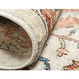 Unique Loom Oslo Collection Distressed Botanical Medallion Beige Area Rug (10' x 13')