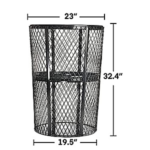 Alpine 48 Gallon Outdoor Trash Can - Commercial Stainless Steel Round Waste Receptacle for Parks, Walking Trails, Office Buildings, Restaurants, Schools, and More(Black Mesh)