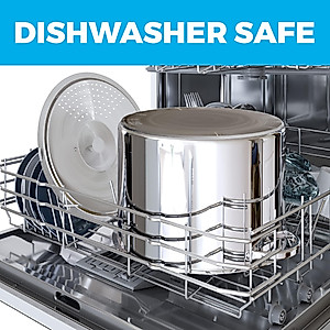 Stainless Steel Pasta Pot with Locking Strainer Lid - 5.5 Quart Large Capacity Cooking Pot | Twist & Lock for Easy Drain & No Colander Or Strainer Basket Insert Needed | Dishwasher Safe