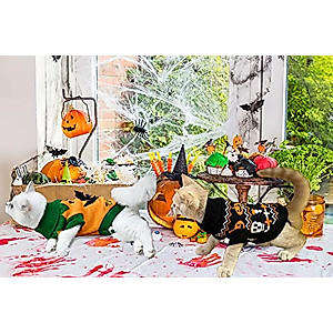 Vehomy 2Pcs Pet Halloween Sweaters Dog Halloween Pumpkin Sweater Kitten Cat Holiday Theme Turtleneck Knitwear Shirt with Pumpkin Skull Patterns Dog Puppy Halloween Costume Clothes for Small Dogs XS