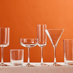 Libbey Paneled Martini Glasses Set of 4, 9.5 Oz Fine Ribbed Modern Martini Glasses, Dishwasher Safe Martini Cocktail Glasses for Cocktail Parties