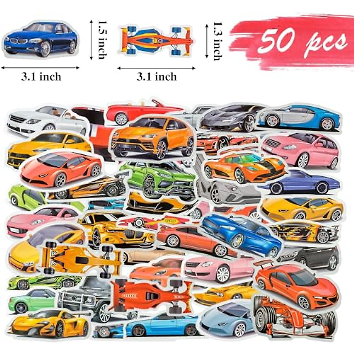 Haooryx 74PCS Racing Car Slap Bracelets 50PCS Race Car Stickers Party Favors Racing and Speed Themed Wristband Checkered Flags Slap Bracelets for Kids Car Birthday Party Classroom Rewards Supplies