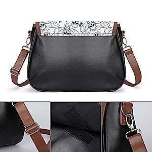Black Death's Head Hawk Moth Women's Crossbody Bag Leather Shoulder Bag Handbag Portable Tote Purse for Office Travel