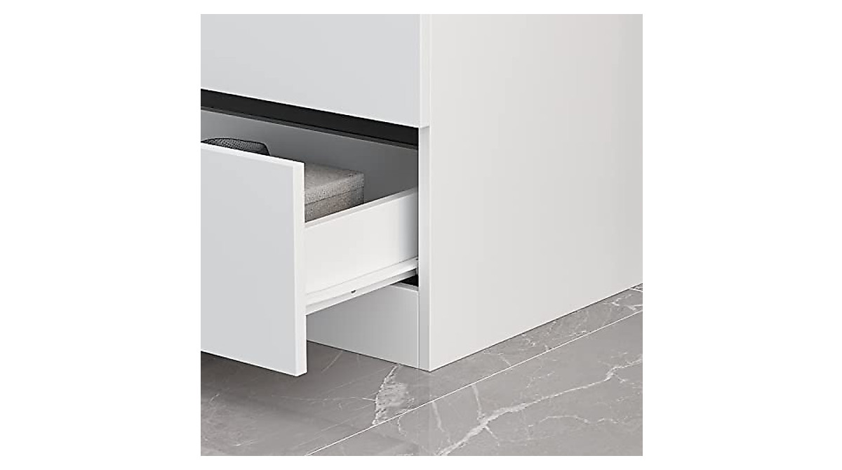 Hitow White Wardrobe Armoire with Hanging Rod and Drawer