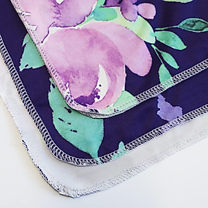 Newborn Swaddle Blanket with Beanie Set,Soft Stretchy Blanket for 0-3 Months Baby Boys and Girls(Purple Flower)