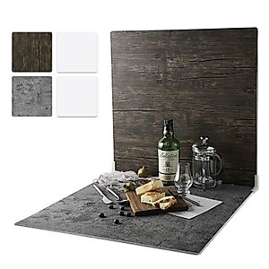 2 PCS Boards Photo Backdrop for Flat Lay, Food Photography Background 24x24 Inch, BEIYANG (Black Walnut+Dark Gray)