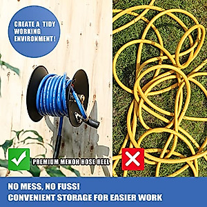 MEKOH Pressure Washer Hose Reel 50ft, 4000 PSI Heavy Duty Power Washer Hose Reel Wall Mounted, Metal Hose Reel Hand Crank, Outdoor Hose Reel for Air/Liquid/Water Use