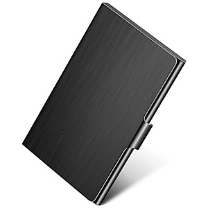 MaxGear Business Card Holder for Men & Women, RFID Pocket Business Card Case, Slim Business Card Wallet, Business Card Holders, Credit Card Holder, 3.7 x 2.3 x 0.3 inches, Stainless Steel, Black