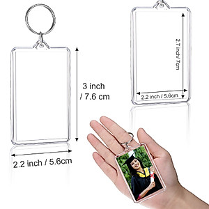 Yaomiao Acrylic Photo Frame Keychain Holder Photo Picture Insert Blank Keyring for DIY Craft(2 x 3 Inch,50 Pieces)