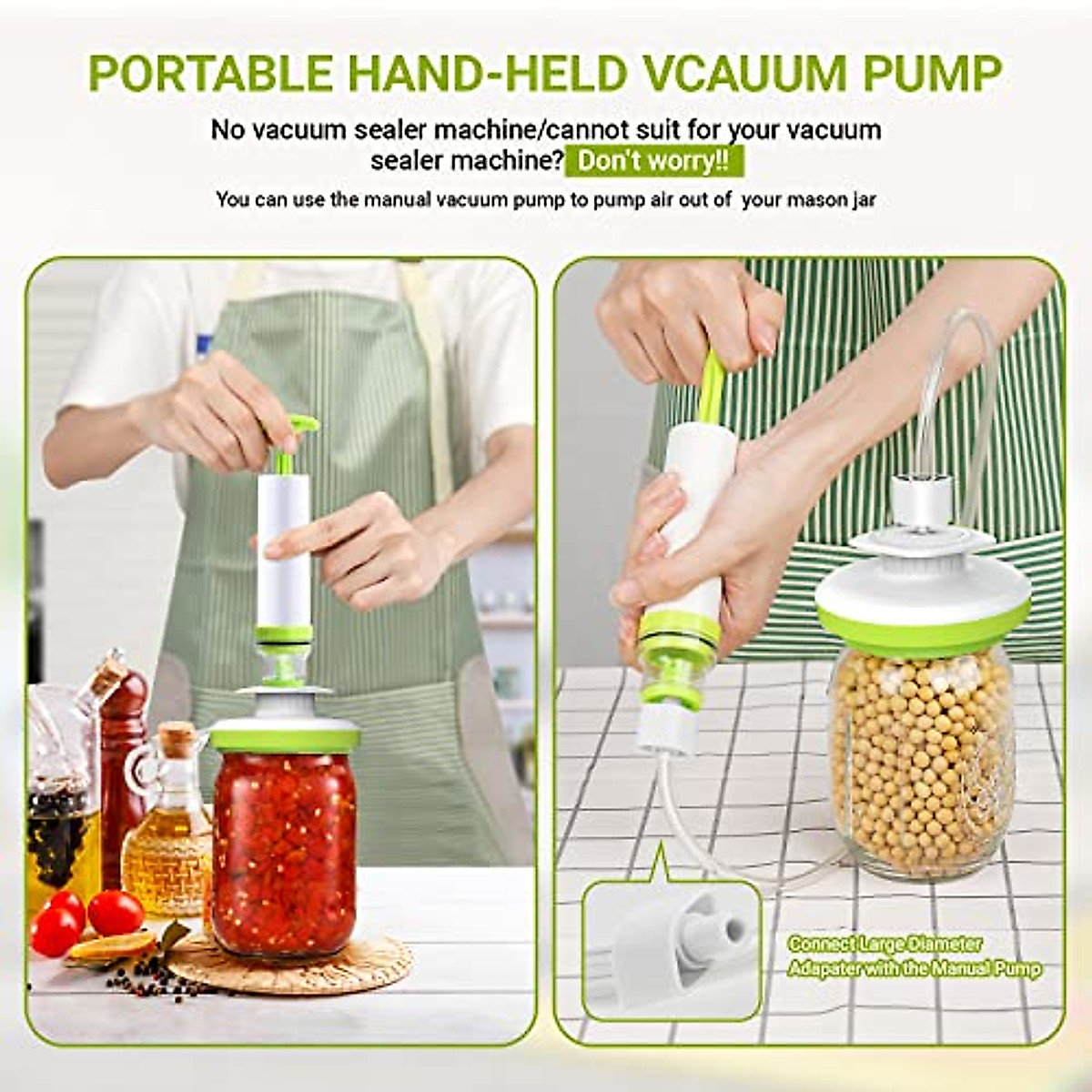 Mason Jar Vacuum Sealer, Jar Sealer with Accessory Hose for Foodsaver Vacuum Sealer, Pawcute Vacuum Sealer Kit Jar Attachment for Wide&Regular Mouth Jar, Canning Jars Sealer with Manual Vacuum Pump and Lid Opener