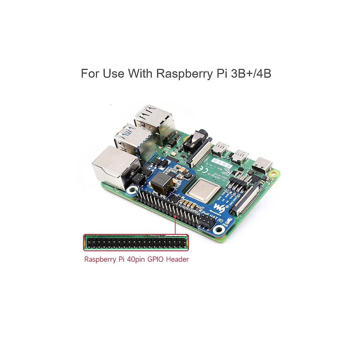 waveshare POE Hat for Raspberry Pi 4 B 3 B+,Mini Power Over Ethernet Hat (E) Expansion Board for Raspberry Pi,IEEE 802.3af-Compliant,Compatible with The Raspberry Pi Official Case
