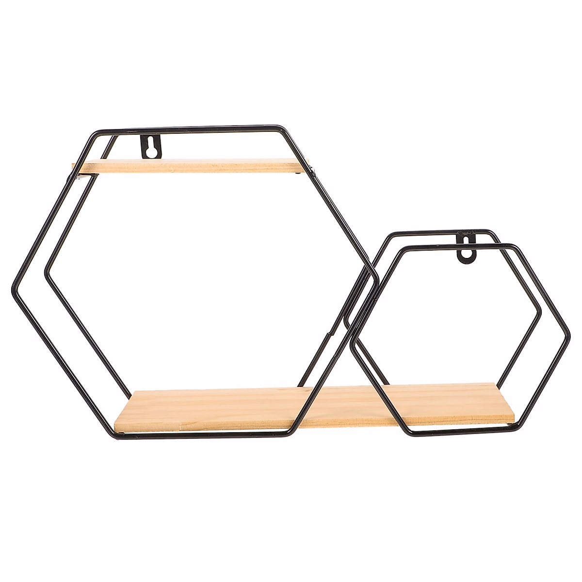 Uonlytech Hexagonal Storage Rack Metal Wall Shelf Wood Wall Shelves Hexagon Shelves for Wall Floating Shelves for Plants Metal Shelf Metal Floating Shelf Wall Shelves Wood Wall Shelving