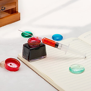 6PCS 5ML/CC Ink Filling Plastic Syringe Set with Blunt Stainless Needle Tip for Fountain Pen, Printer