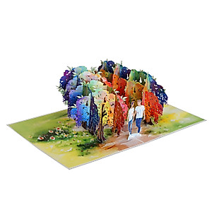 PQ Bees Pop Up Anniversary Card, 3D Wedding Valentines Birthday Congratulations, LGBT Rainbow Greeting Cards (Size 8” x 6” - Heart tree Gay Couple).
