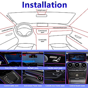 Anise Star Car LED Interior Strip Lights, RGB 16 Million Colors 5 in 1 Change with The Music, 236" Optimum Length, Automobile Ambient Neon Lighting Kit -Bluetooth APP Control and Remote Control