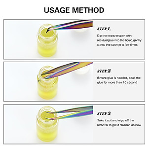 1 Bottle Eyelash Extension Tweezers Cleaner/Liquid Glue Remover and Sponge Ball For Lash Extension Tools