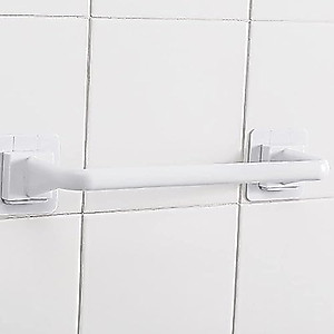 Self Adhesive Towel Bar, White Self Adhesive Towel Rod Towel Bar Stick On Wall Bath Towel Holder Rail Rack 24.5Cm