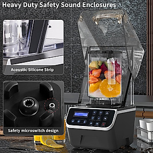 WaterElfo Professional Commercial Blender 2200W 1.58QT 51OZ Quiet Blender Brushless Motors Commercial Smoothies, Frozen Drinks, Self-Cleaning Silver Grey