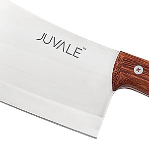 Juvale Stainless Steel Meat Cleaver Knife with Wooden Handle, Heavy Duty Bone Chopper for Butcher, Slicing Vegetables (8 In)