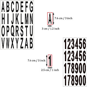10 Sheet 3 Inch Mailbox Numbers and Letters Cut Classic Style Self-Adhesive Vinyl Waterproof Stickers Letter Decals Sticky for Outside Signs, Window, Door, Car, Truck, Home, House Address (Black)