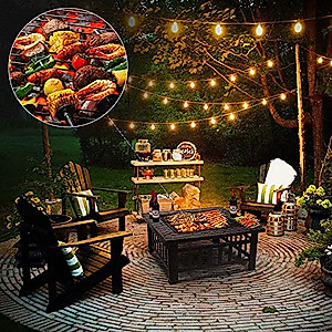 LEAYAN Garden Fire Pit Grill Bowl Grill Barbecue Rack Fire Pit Wood-Burning fire Pit, Home Oyster Barbecue Cooking fire Pit Table, Hotel Courtyard Decoration Square fire Pit