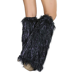 ToBeInStyle Women's Glitter Rave Leg Warmers - Black/Silver - OS