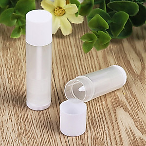 Bekith 100 Pack 5.5ml Clear Empty Lip Balm Tubes with White Caps