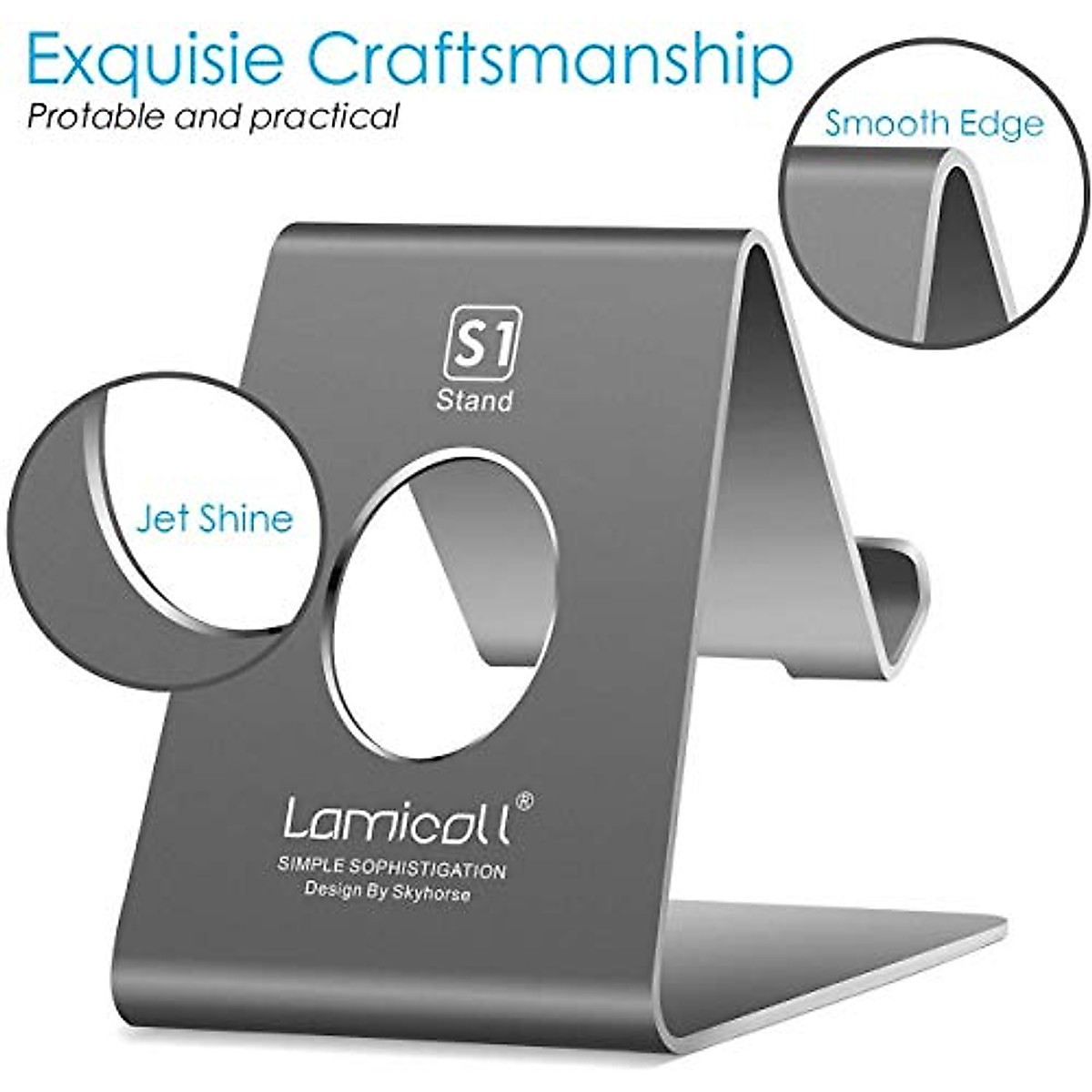 Lamicall Cell Phone Stand, Phone Dock : Cradle, Holder, Stand, Compatible with Phone 12 Mini 11 Pro Xs Xs Max Xr X 8 7 6 6s Plus 5 5s 5c All Android Smartphone Charging, Accessories Desk - Gray