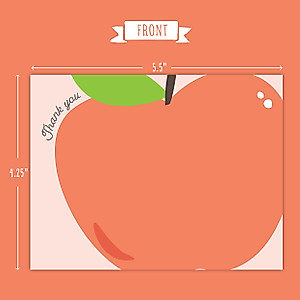 Koko Paper Co Apple-Themed Thank You Cards for Teacher Appreciation, Autumn Celebrations, and More! 25 Flat Cards + 25 Bright White Envelopes. Made in the U.S.A.