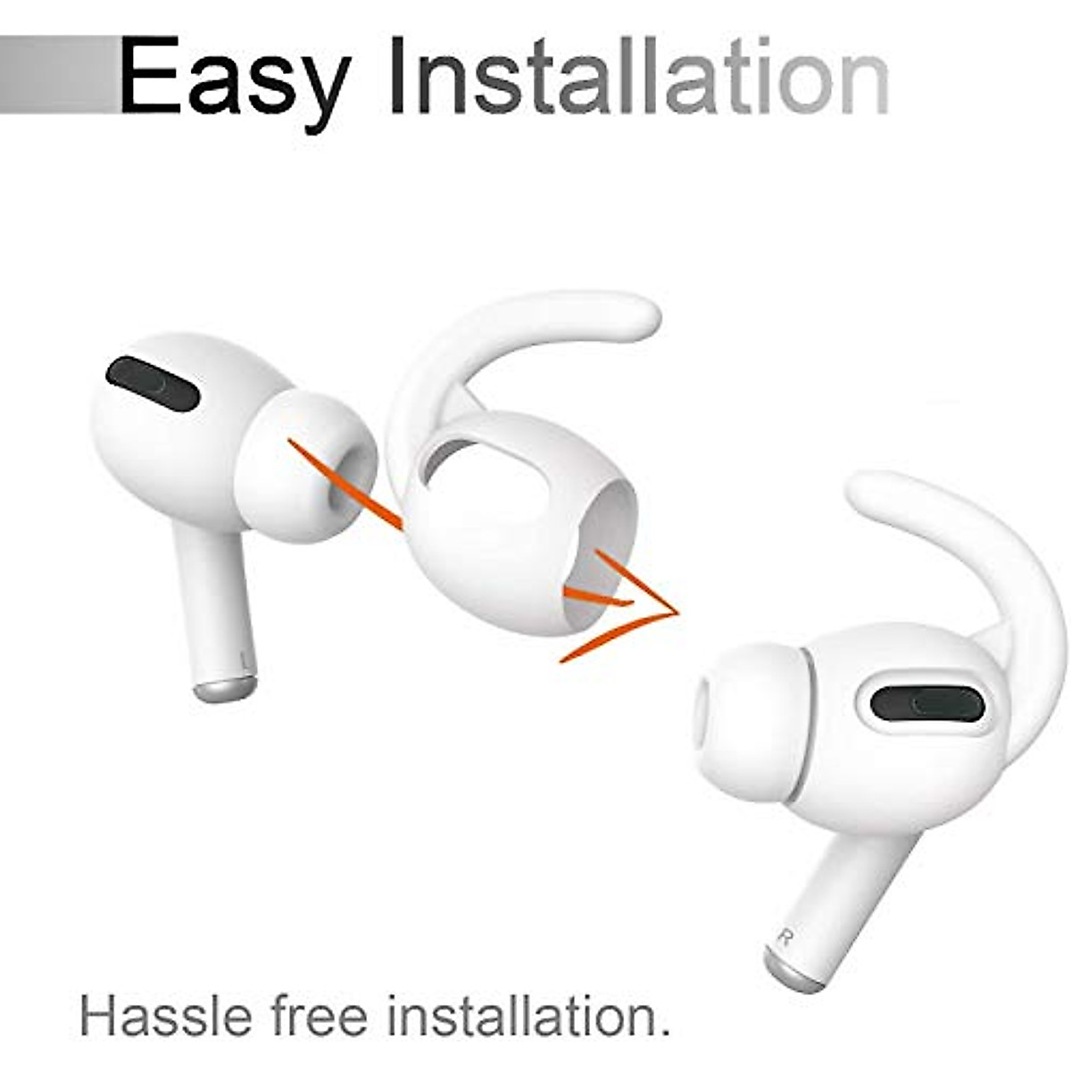 CANOPUS AirPods Pro Ear Hooks Compatible with Apple AirPods Pro, Anti-Slip Ear Covers Accessories (Not Fit in The Charging Case), 3 Pairs (White, Black & Blue) of Ear Tips with Silicone Storage Pouch