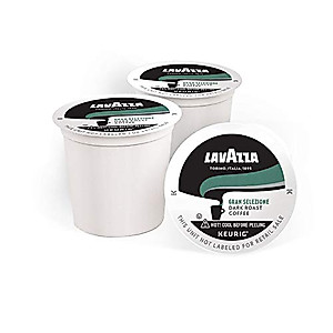 Lavazza Gran Selezione Single-Serve Coffee K-Cup Pods for Keurig Brewer, Dark Roast, 16 Count Box, Black, White
