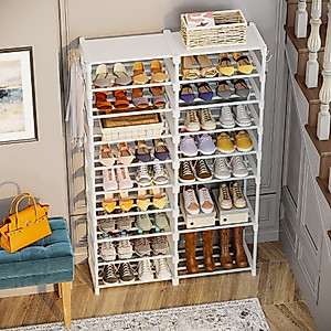 Tribesigns Shoe Rack, 10 Tiers Shoe Stand - Stores 36-44 Pairs, Closet Organizer with Boot Rack and 2 Hooks