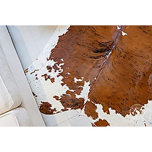 Genuine Brindle Tricolor Cowhide Rug Large 6 x 6-7 ft. 180 x 210 cm