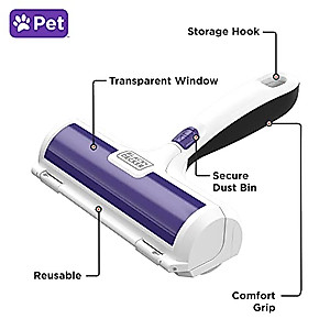 BLACK+DECKER Pet Hair Remover, Roller, Remove Dog Hair and Cat Hair Easily (HMSCT0001)