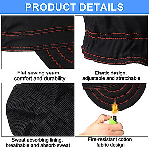 2 Pcs Welding Cap Flame Resistant Welders Caps Reversible Cotton Soft Short Crown Welders Hats with Elastic for Men Women Electrician(Black, Red)