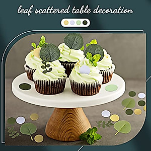 350 Pcs Greenery Gold Eucalyptus Confetti, 200 Pcs Sage Green Gold Dark Branches Scatter Table Decoration 150 Pcs Artificial Eucalyptus Leaves for Gender Reveal Wedding Birthday Party Supplies